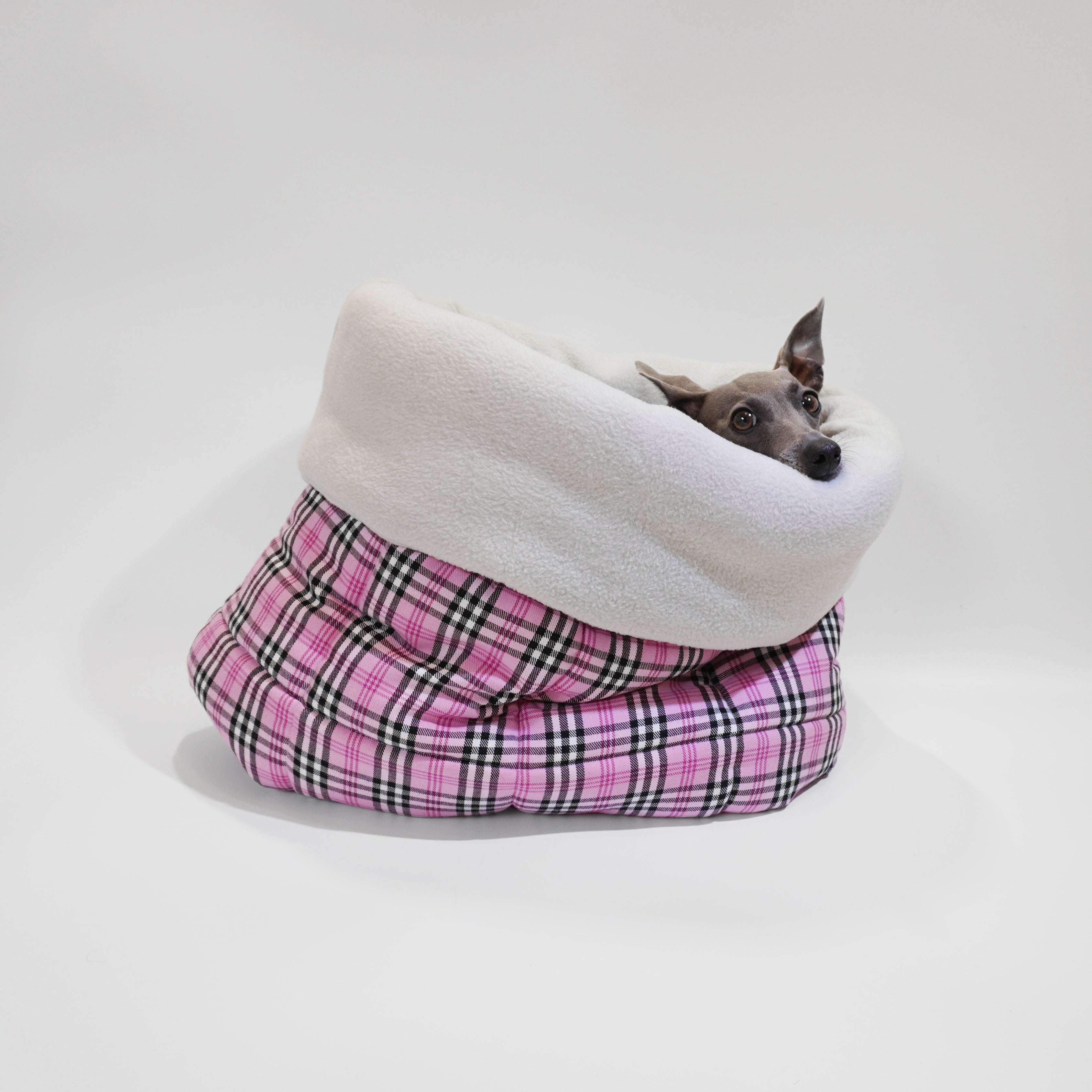 Dog Snuggle Bed by LÈ PUP | Pink Tartan | Machine Washable | Handmade ...